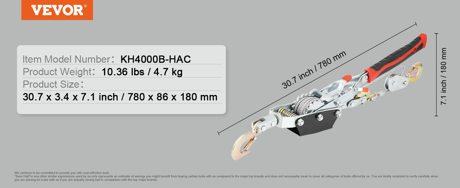 Amazon.com: VEVOR Come Along Winch, 4 Ton (8,818 lbs) Pulling Capacity ...