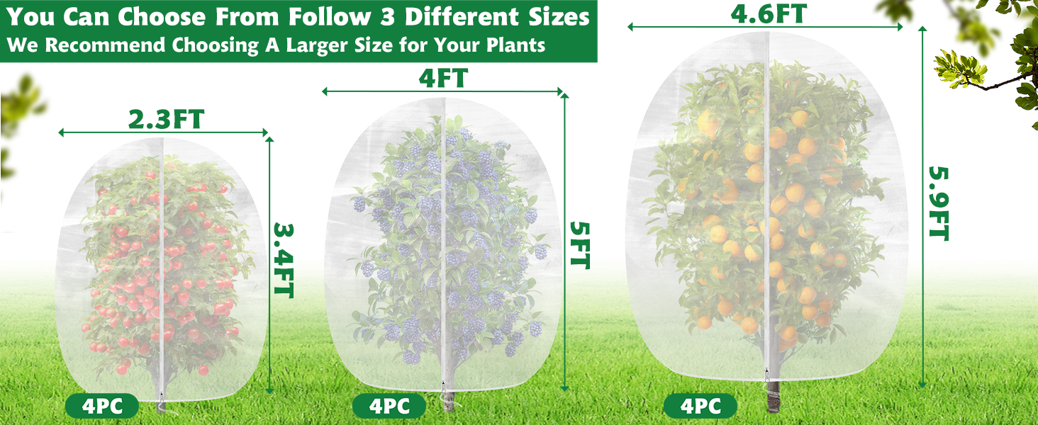 Amazon.com : OZMI 4PCS Fruit Tree Blueberry Bush Netting Cover, 2.3x3.4 FT Bird Netting for ...