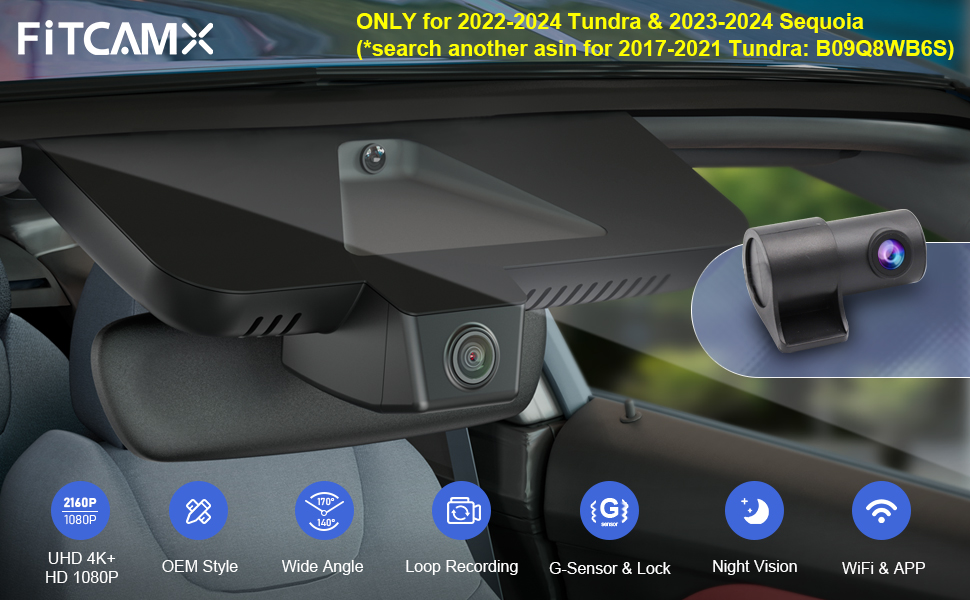 Amazon.com: Fitcamx Front 4K+Rear 1080P Dash Cam for 2022-2024 Toyota ...