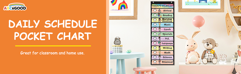 Amazon.com: ABCxGOOD Daily Schedule Pocket Chart, Toddler Schedule ...