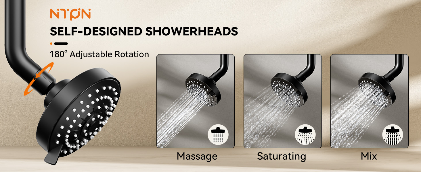 NTPN Dual Shower Head for Couples, High Pressure Double Shower Heads for Two People Rod, Two ...