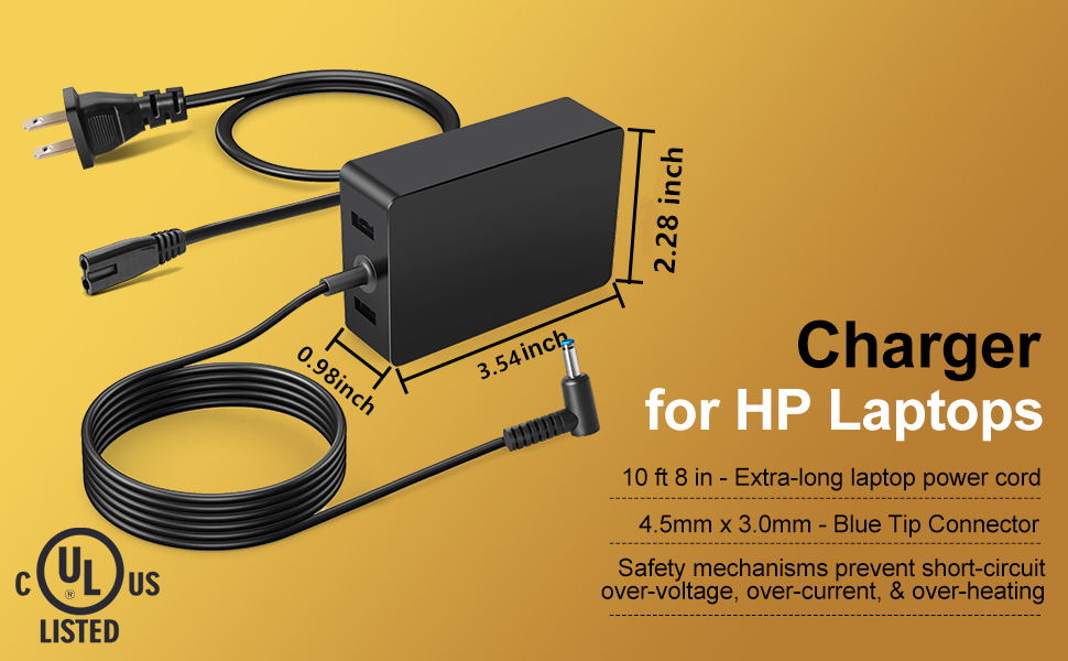 Amazon.com: UL Listed 19.5V Charger for HP Laptop Computer 65W 45W ...