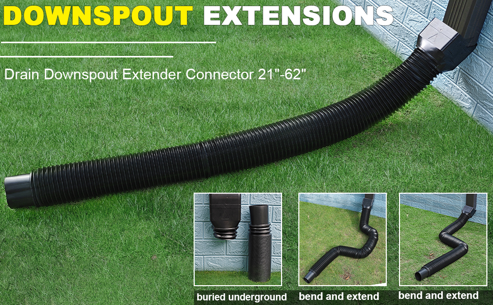 Amazon.com : Binazon 1 Pack Black-Rain Gutter Downspout Extensions ...