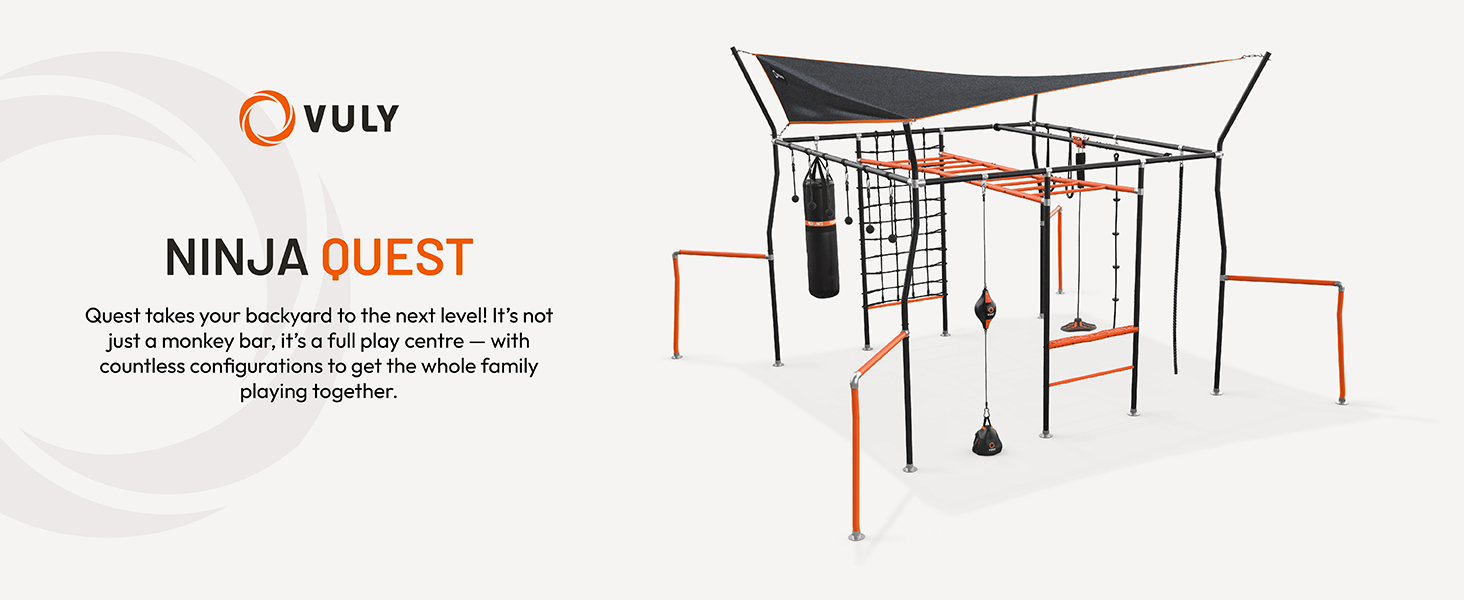 Amazon.com: Vuly Ninja Quest Monkey Bars Extra Large Playset & Jungle Gym with Shade Cover ...