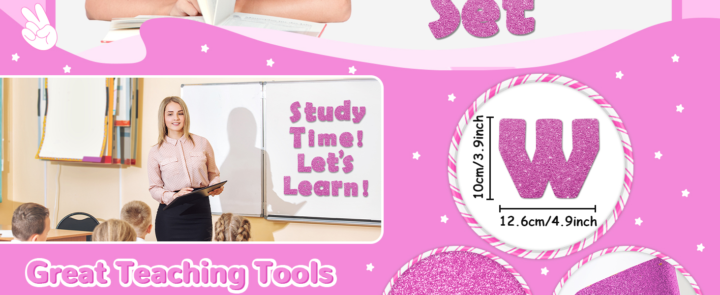 Amazon.com: Qyeahkj 260Pcs Glitter Pink Bulletin Board Letters for ...