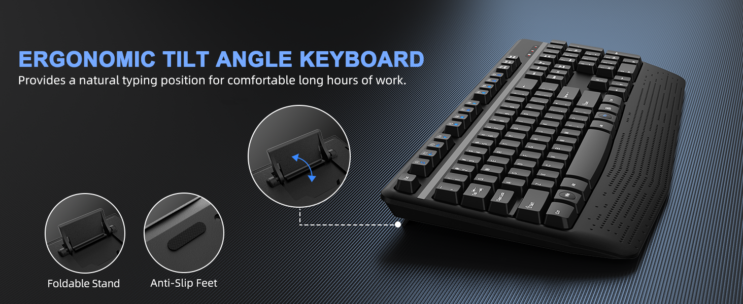 Wireless Keyboard And Mouse Combo Edjo 2 4g Full Sized Ergonomic Computer Keyboard