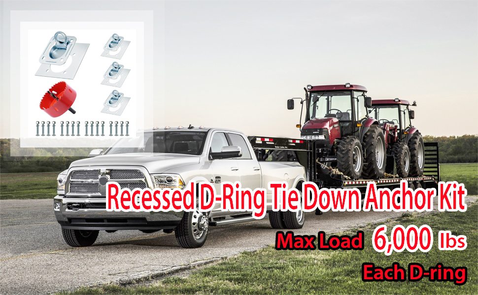 Amazon.com: MOYZXC Recessed D-Ring Tie Down Anchor Kit, 4 Pack Trailer D Ring Tie Down Anchor ...