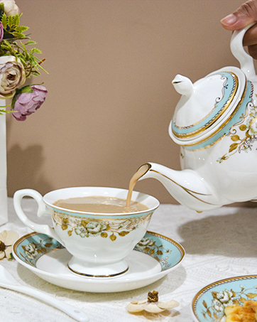 Amazon.com | LE POTOCIO Bone China Tea Set, 21-Pieces Porcelain Tea Set for Adults, Tea Cups And ...