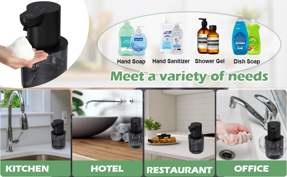 Amazon.com: Josnown Automatic Foaming Soap Dispenser, 4-Level Adjustable Touchless, 13.5oz/400ML ...