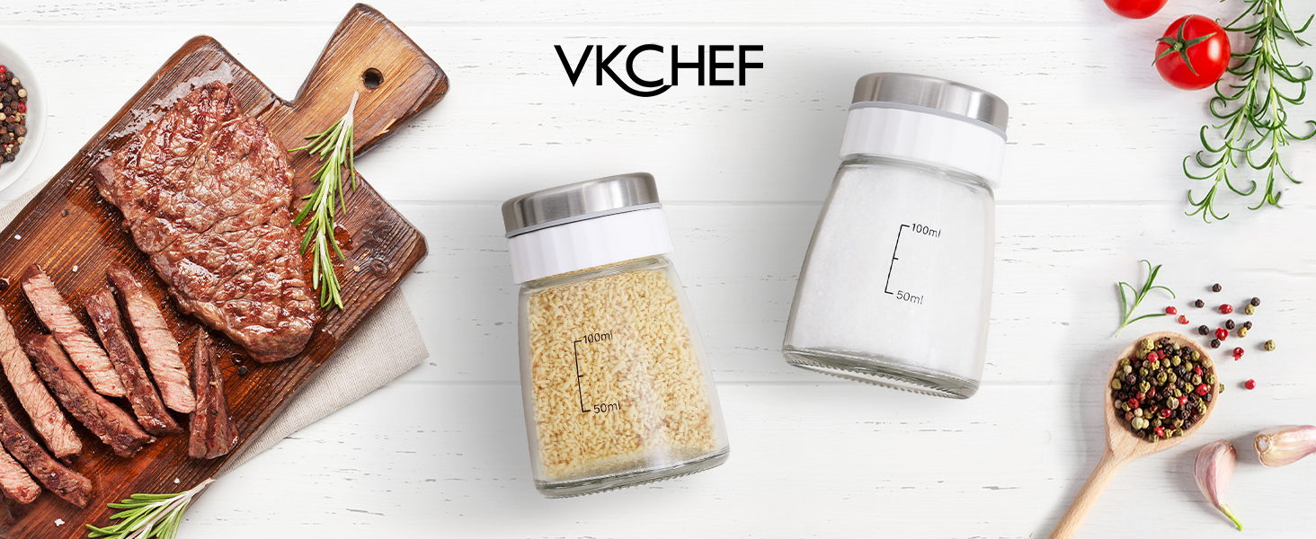 Amazon | VKCHEF 調味料入れ スパイスボトル 調味料ポット 砂糖 塩コショウ入れ 新生活 调料罐 調味料缶 キッチン 調味料ケース 密閉容器 満水容量150ml 適正容量 ...