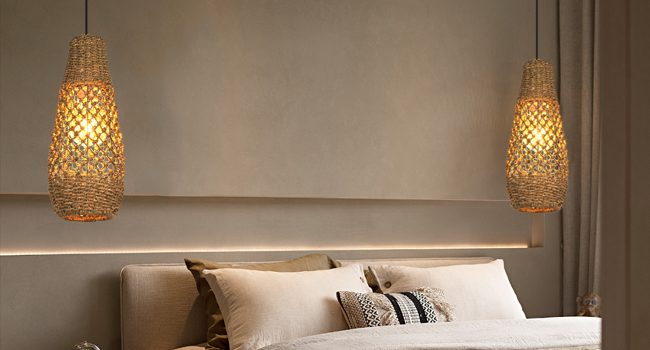 Arturesthome 1 Light Boho Rattan Pendant Light Fixtures, Mini Farmhouse ...