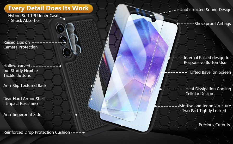 FNTCASE for Samsung A55 5G Phone Case: Dual Layer Shockproof Drop Protection Galaxy A55 Case ...