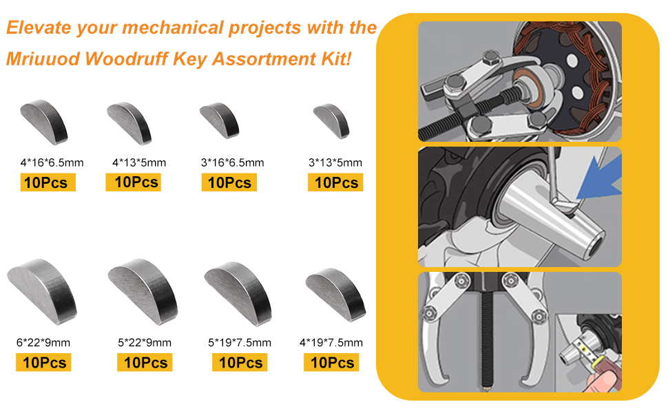 Amazon.com: Mriuuod 80pcs Woodruff Key Assortment Kit, Metirc, Woodruff Semicircle Key, Carbon ...
