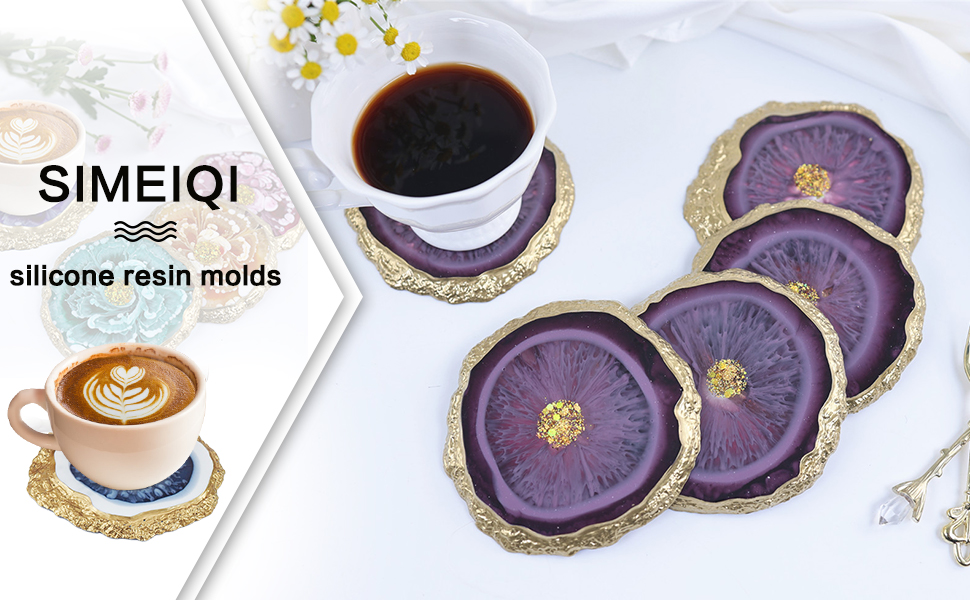 Amazon.com: Resin Coaster Molds Silicone,4 Pcs Geode Irregular Edge Epoxy Coaster Molds for DIY ...