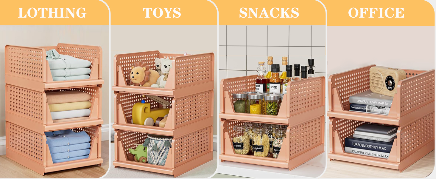 Amazon.com: 5 Pack Folding Closet Organizers Storage Box, Stackable ...