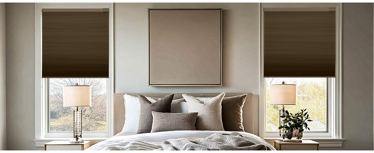 Amazon.com: Boolegon No Drill Linen Pattren Cellular Shades for Windows ...