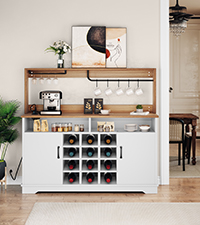 Amazon.com: YITAHOME Farmhouse Coffee Bar Cabinet, 47" Wine Bar Cabinet Floating Shelf Hanging ...