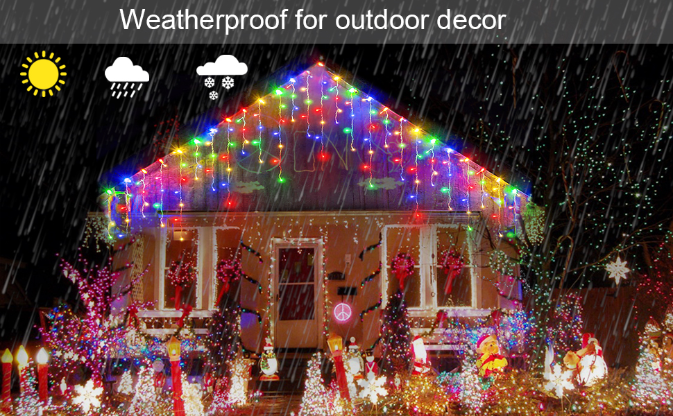 Homeleo Icicle Solar Christmas Lights, Multi-Color Outdoor Led Icicle ...