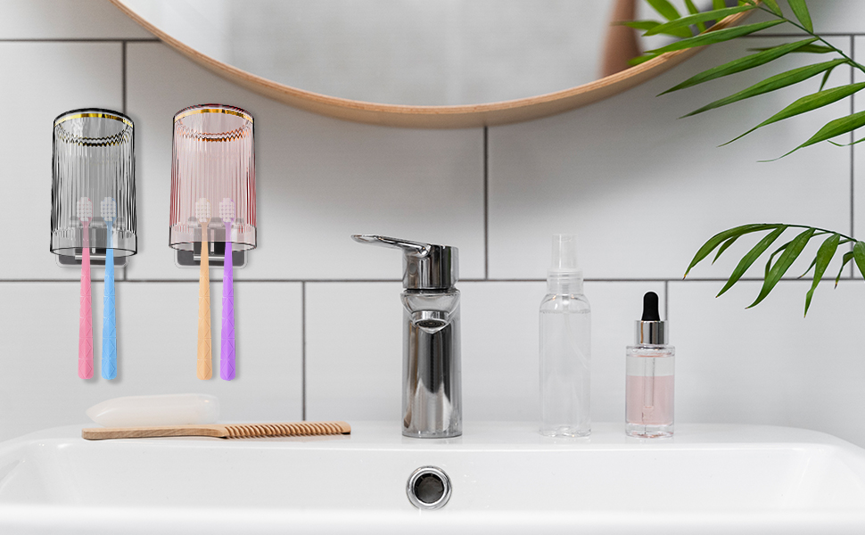 Amazon.com: 3PCS Bathroom Toothbrush Cup, Bathroom Tumbler Toothbrush ...