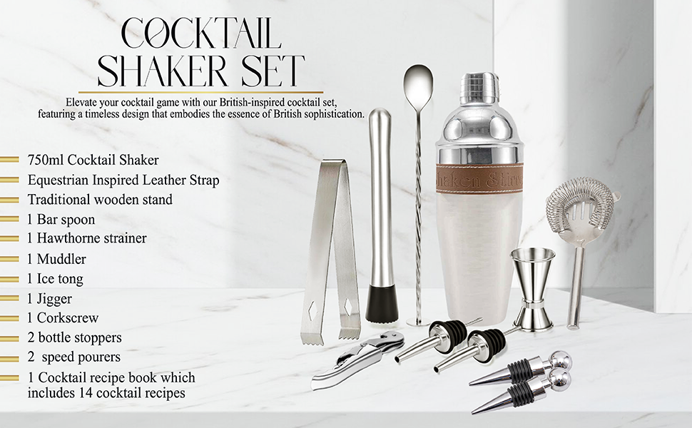Amazon.com: Shaken Stirred & Served® - British Inspired Cocktail Set, Bar Set | Mixology ...