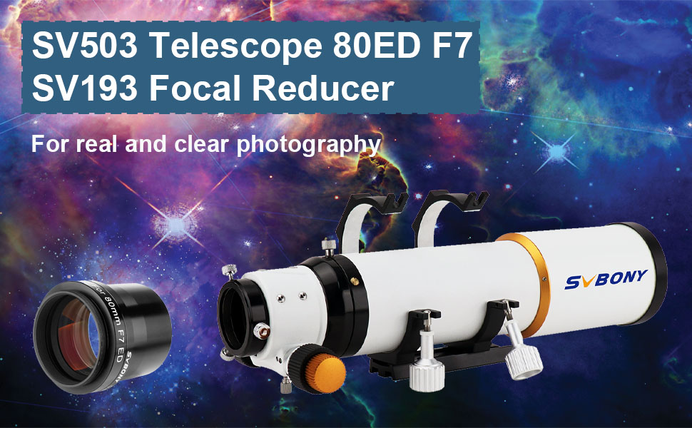 Amazon.com : SVBONY SV503 Telescope 80ED F7 Telescope, SV193 Focal Reducer 2 Inch 0.8X Field ...