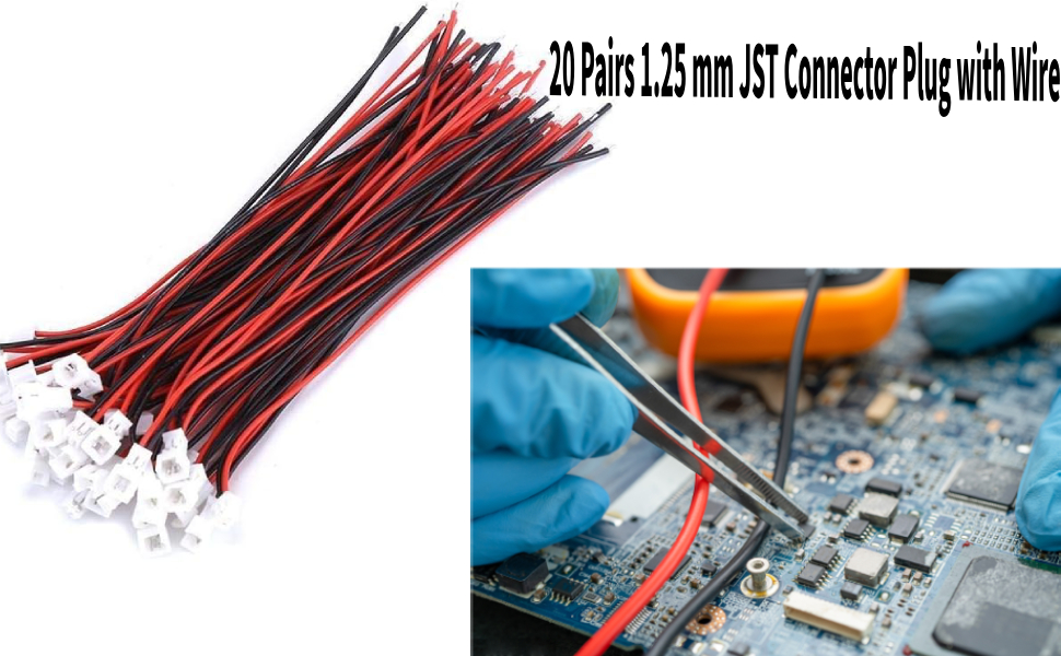 Micro JST 1.25MM 2-Pin JST Connector Wire, Male Female Plug Connector Wires, for Circuit Board ...