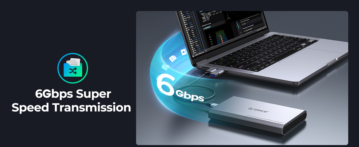 Amazon.com: ORICO Aluminum USB C Hard Drive Enclosure for 2.5 Inch SATA ...