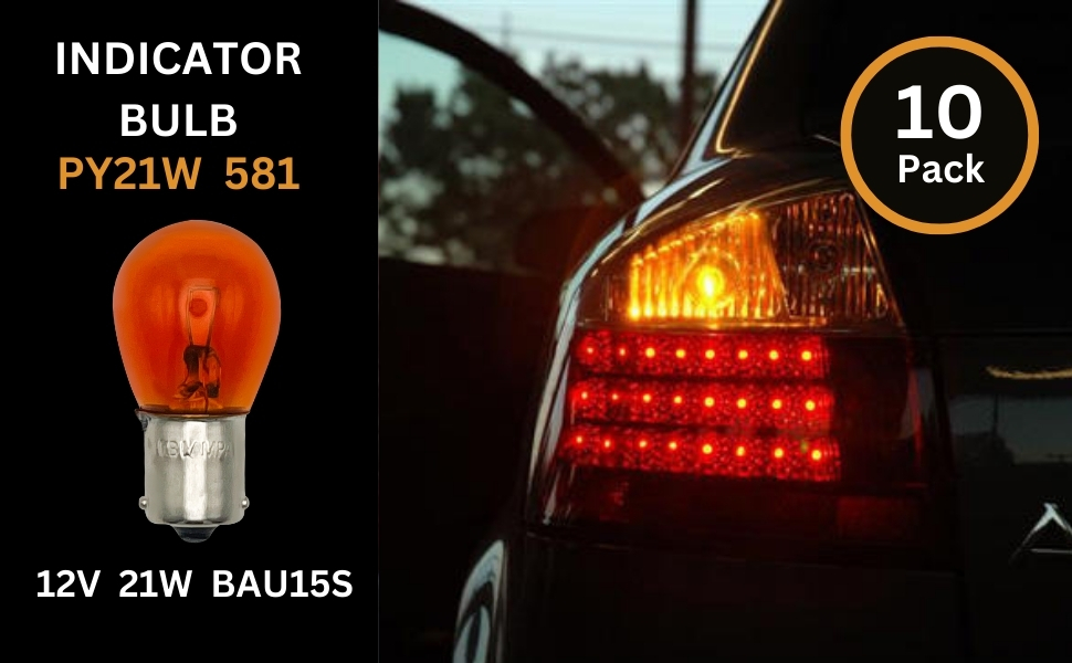 Tek Automotive 581 PY21W Car Bulb – Indicator Bulbs 12V 21W BAU15S, Orange | PY21W Indicator ...