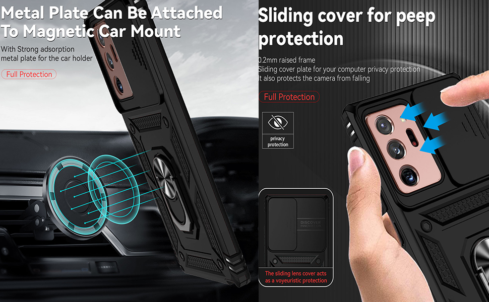 Amazon.com: YZOK for Note 20 Ultra Case,with Camera Lens Cover HD Screen Protector,[Military ...