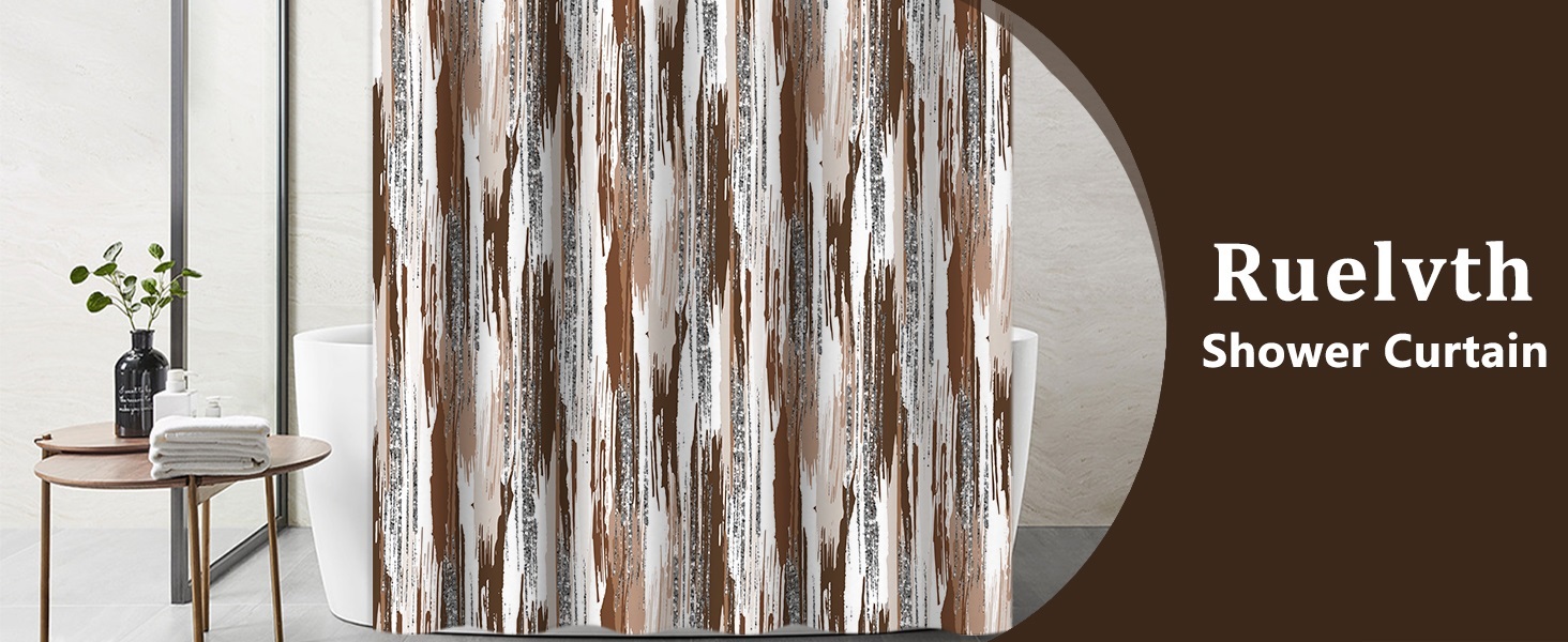 Amazon.com: Ruelvth Brown Shower Curtain, Modern Abstract Ombre Brown and Silver Shower Curtain ...
