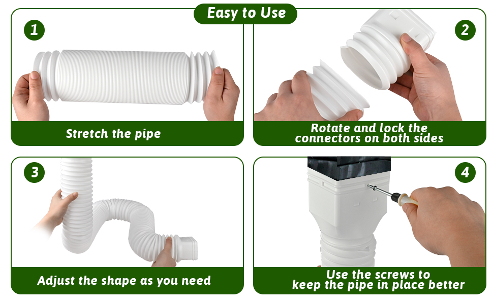 POBOMVOM Rain Gutter Downspout Extensions, 21"-60" Flexible Drain ...