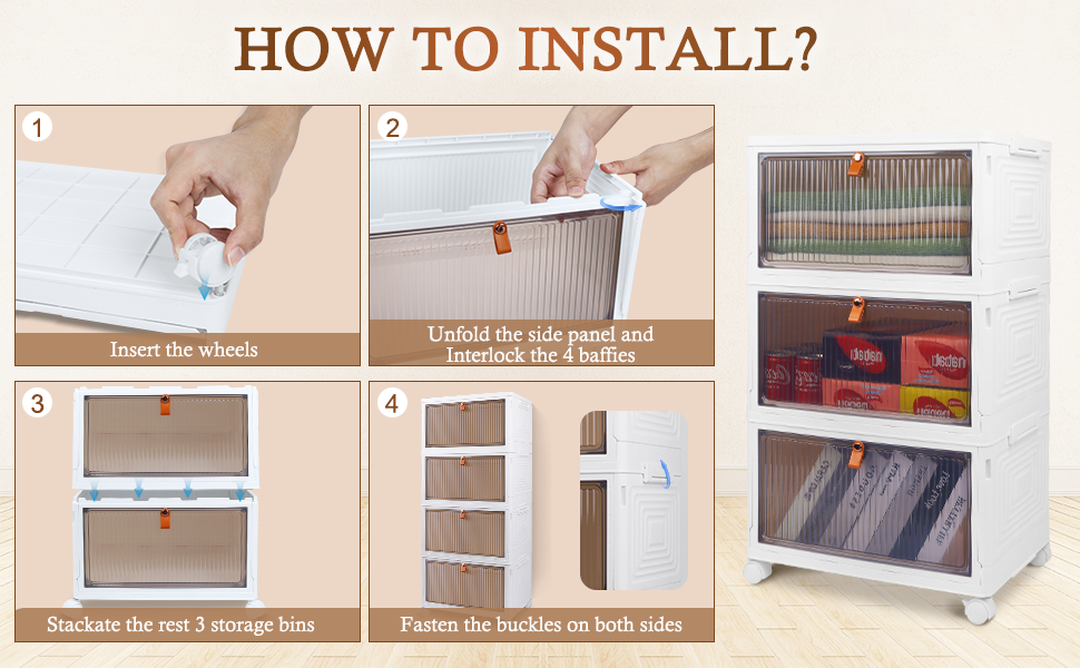 Contenedores de almacenamiento de plástico de 4 niveles de 23 cuartos ...