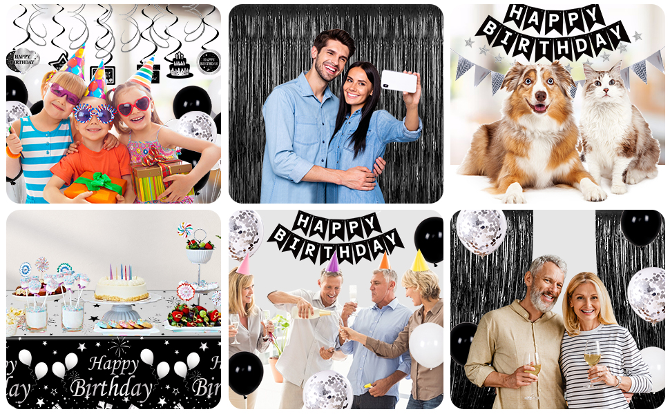 Black Birthday Decorations for Men Women, Black and White Party ...