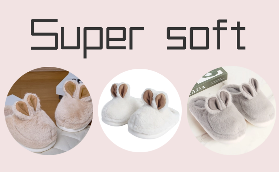 Amazon.com | Xineks Kawaii Bunny Ear Women's Fuzzy House Memory Foam Slippers, Cute Furry Faux ...