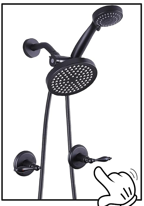 LIWEIKE 2 Handle Shower Faucet Set, Matte Black Shower Faucet Set 2 Knobs Wall Mounted Two ...