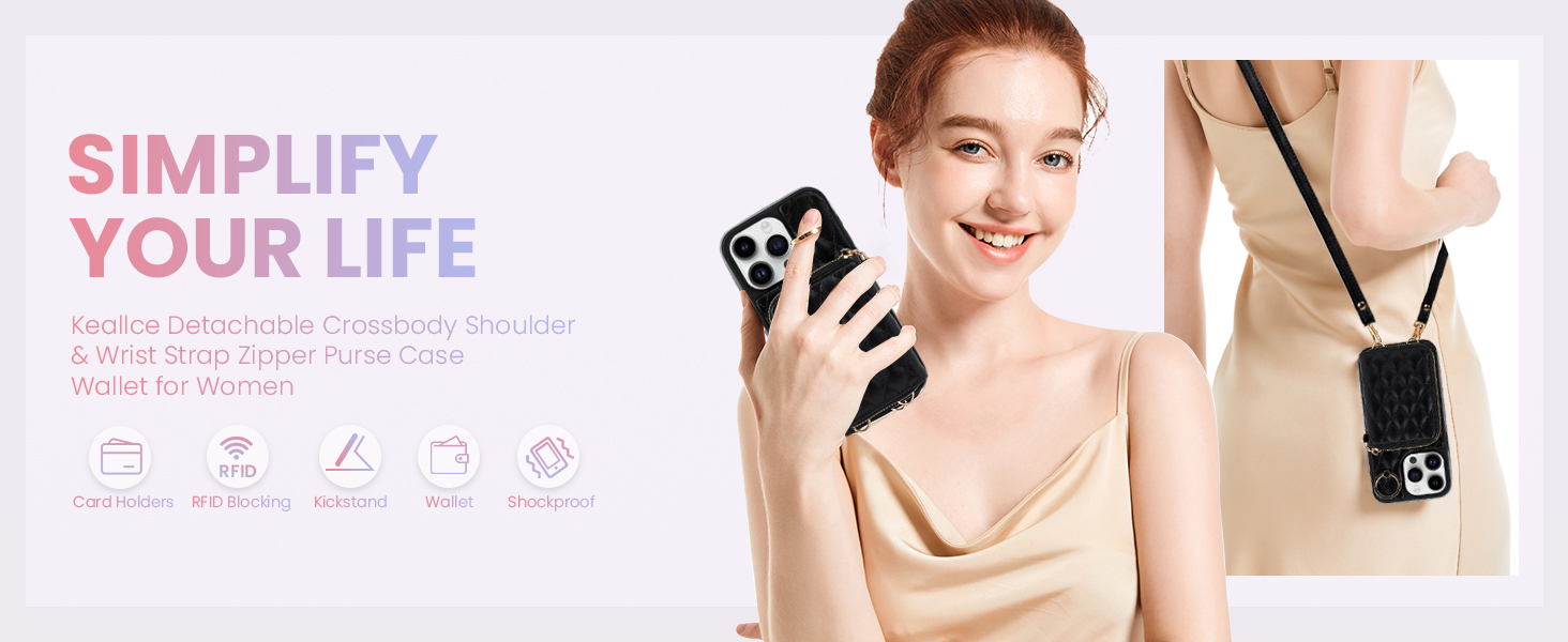 Amazon.com: Keallce Case for iPhone 14 Pro Max 6.7'' Wallet Case, Crossbody Zipper Purse Handbag ...