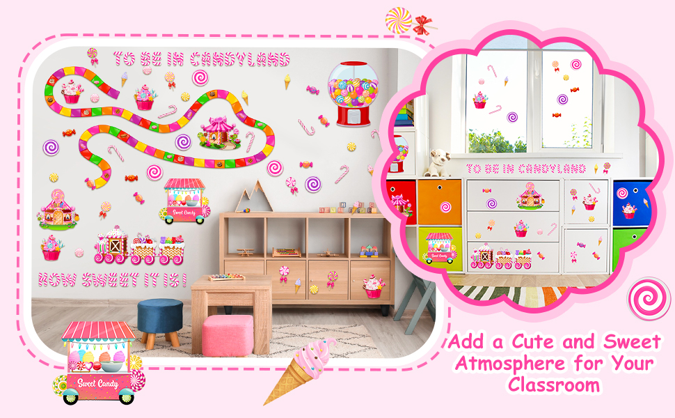 Amazon.com : Outus Candyland Ice Cream Bulletin Board Decor Set ...