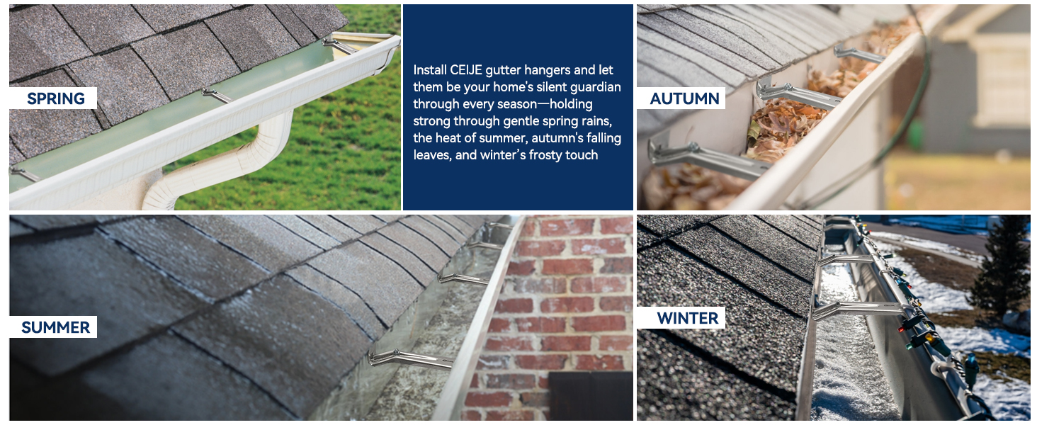 Gutter Hangers 5 inch - 60 Pack Gutter Brackets with Pre-Assembled ...