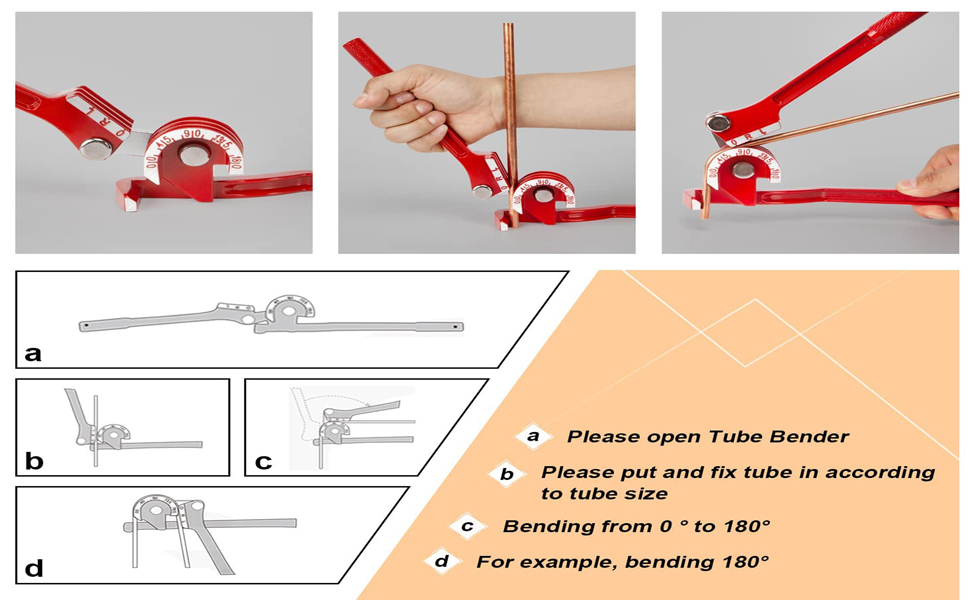 3 in 1 Manual Tubing Bending Tools 180 Degree Tubing Bender for 1/4 5/16 and 3/8 Inch Copper ...