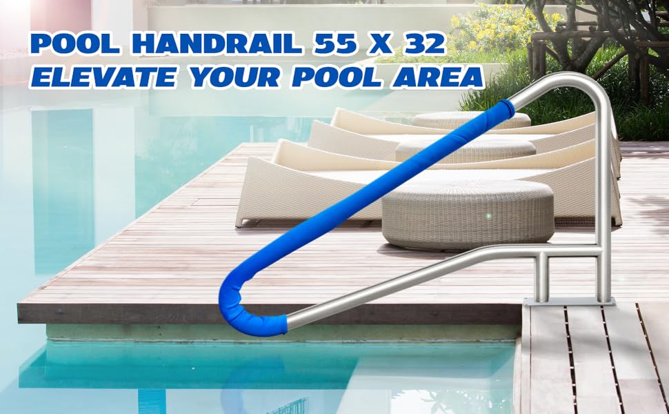 Amazon.com: Idzo Pool Rail 55x32 Pool Railing 304 Stainless Steel 250LBS Load Capacity Silver ...