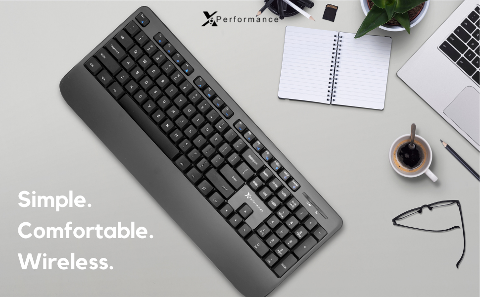 Amazon.com: X9 Performance Ergonomic Wireless Keyboard with Wrist Rest ...