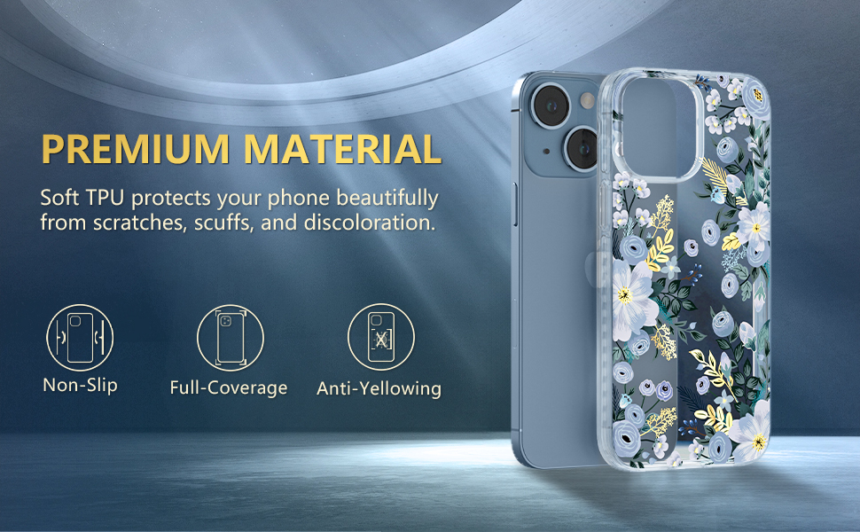 Amazon.com: Scorpify for iPhone 15 Case Blue Nemophila Floral Design, Cute Clear Flower Phone ...