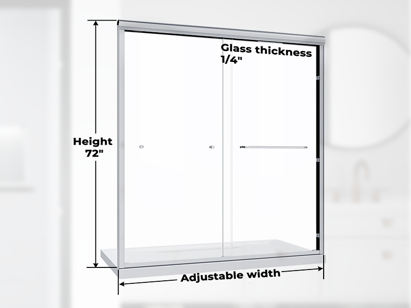 Carvmpin Sliding Shower Door 44-48" W x 72" H, Semi-Frameless Bypass Glass Door with 1/4" (6mm ...