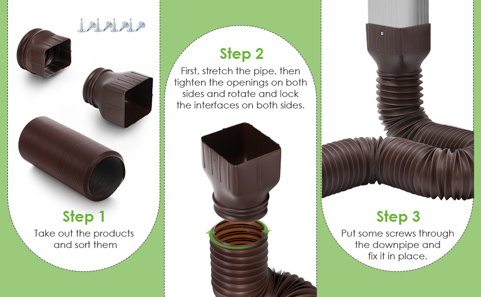Aoresac Rain Gutter Downspout Extensions, 2 Pack Down Spout Drain ...