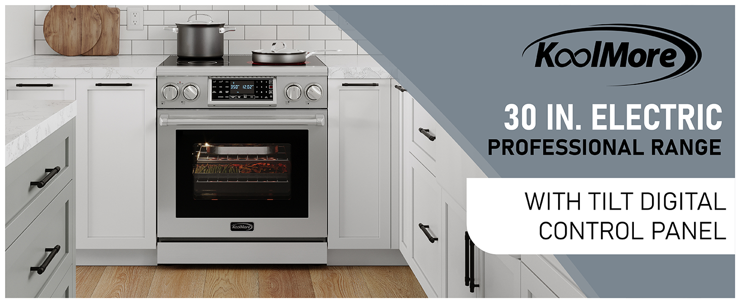 Amazon.com: KoolMore KM-EPR-30TDP-SS 30 in. Electric Professional Range with Tilt Panel and ...
