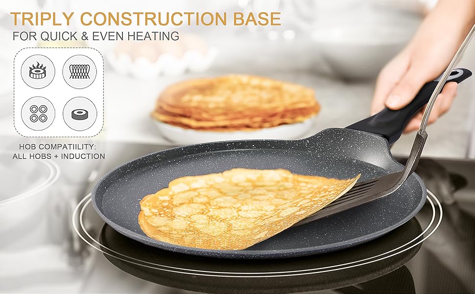 Amazon.com: HAPPI STUDIO Crepe Pan Nonstick 11 Inch with Crepe Spreader – Flat Plan Nonstick ...