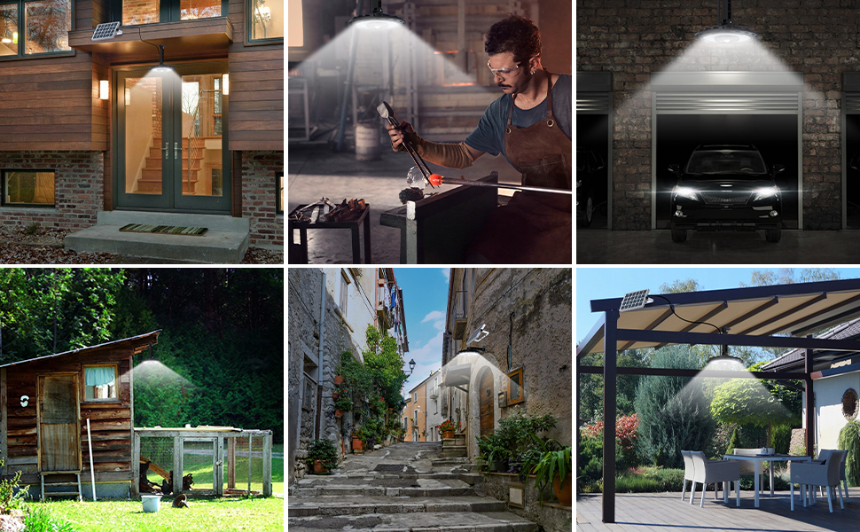 Fxlopower Lampe Solaire Interieur, Lampe Solaire pour Abri avec 6 Modes D'éclairage, Lampe ...