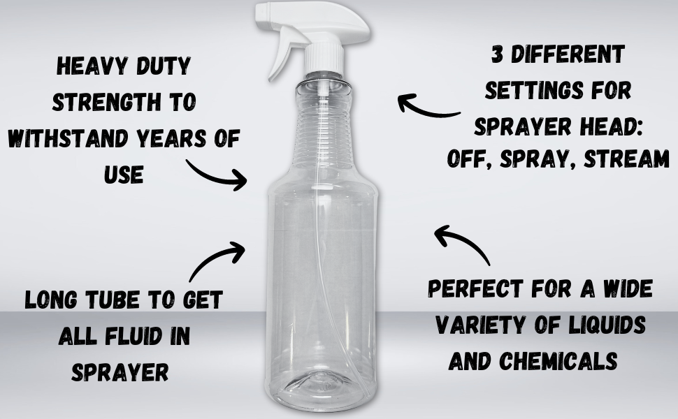 Amazon.com: Plastic Sprayer Bottle (32 Oz/12-Pack) Empty Spray Bottles for Cleaning Solutions ...