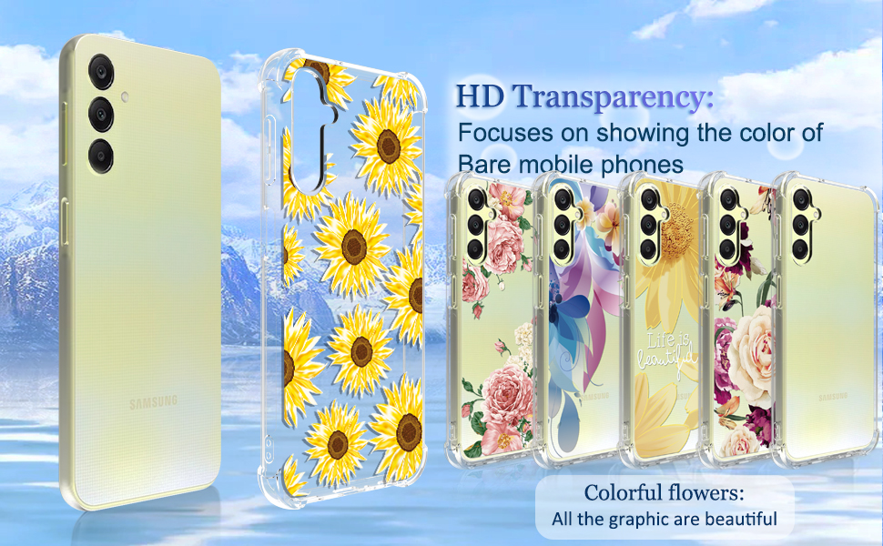 Amazon.com: Osophter for Galaxy A25 5G Case: Women Girls Flower Floral with Screen Protector ...