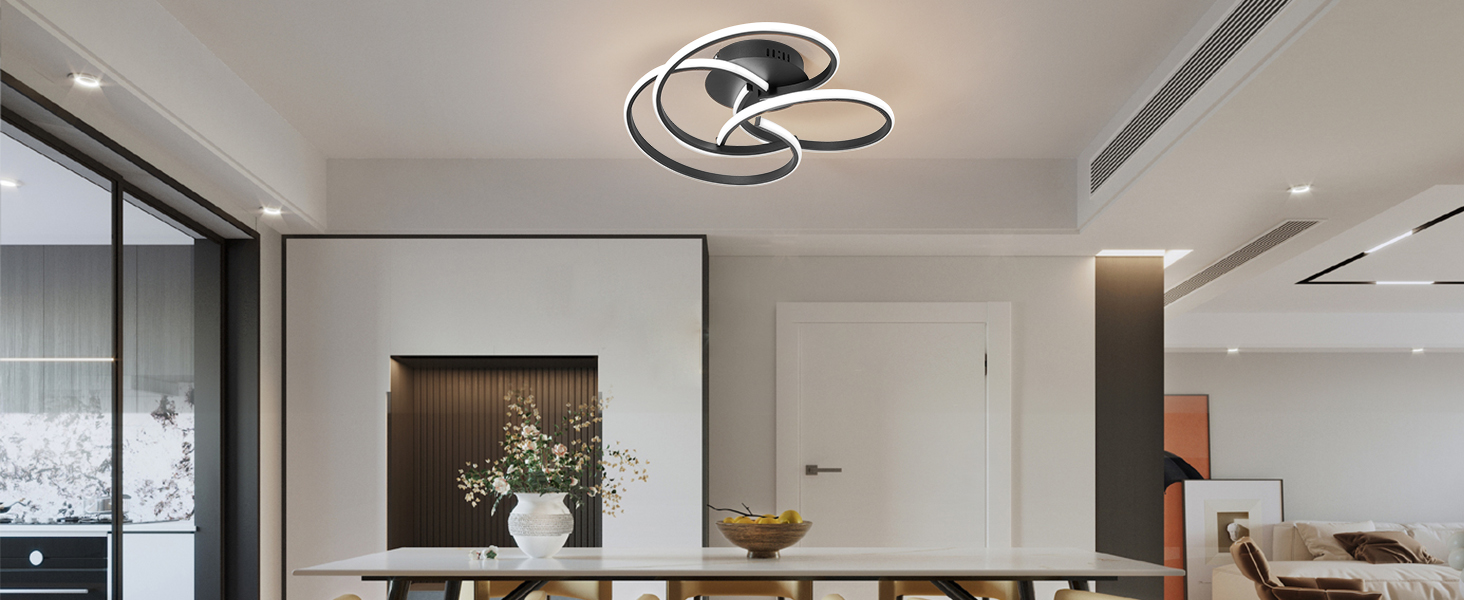 CANEOE Modern Led Ceiling Light, 42W Dimmable Close to Ceiling Light ...